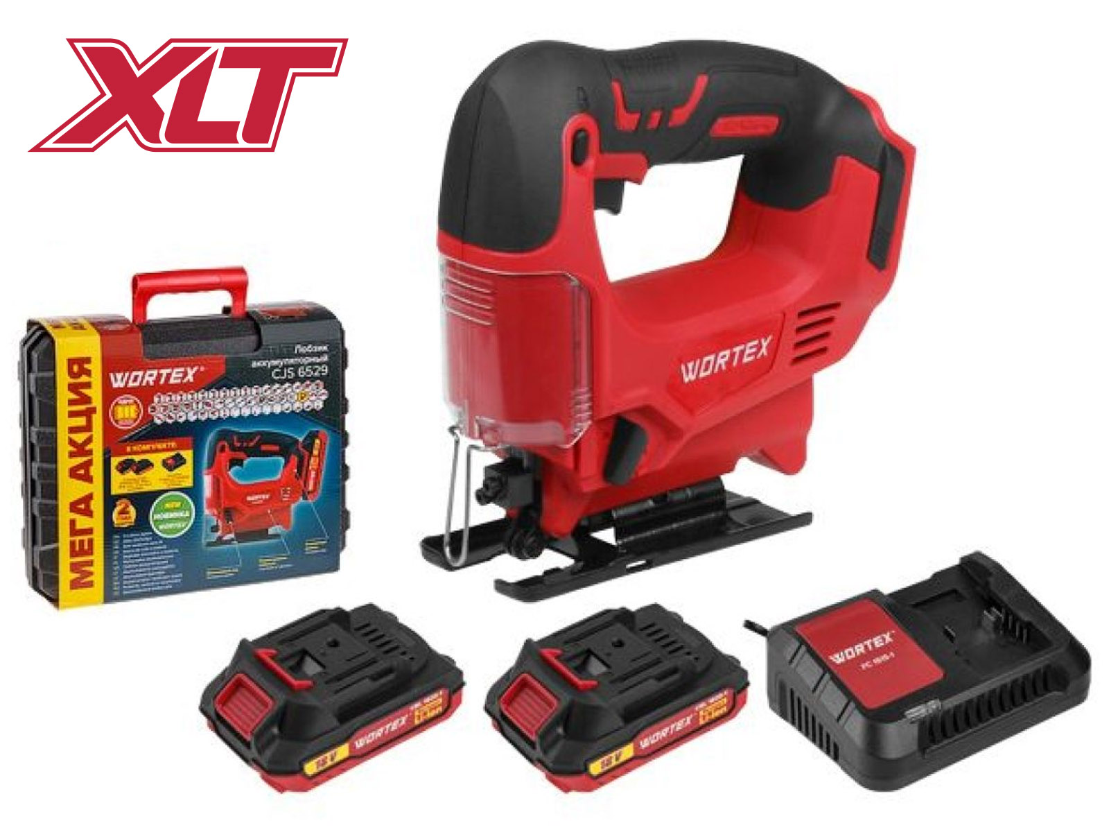 Аккум. лобзик WORTEX CJS 6529 в чем. ALL1 XLT SET 18 В, 0-2900 об/мин, 65 мм, 2х2 А*ч - Садовая ...