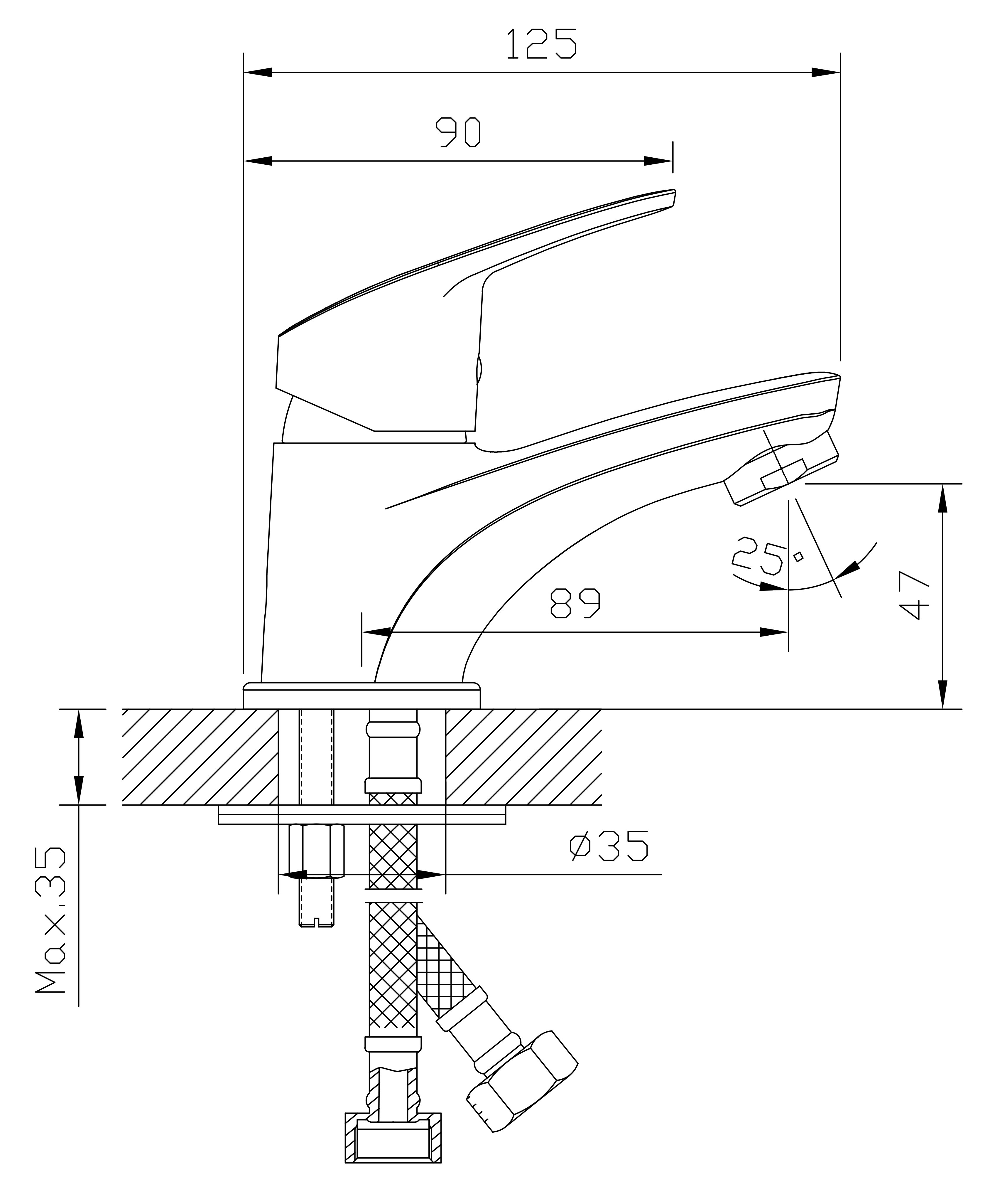 Смеситель для умывальника (Lt) D35, серия Neckar хром, Avapax - Садовая ...