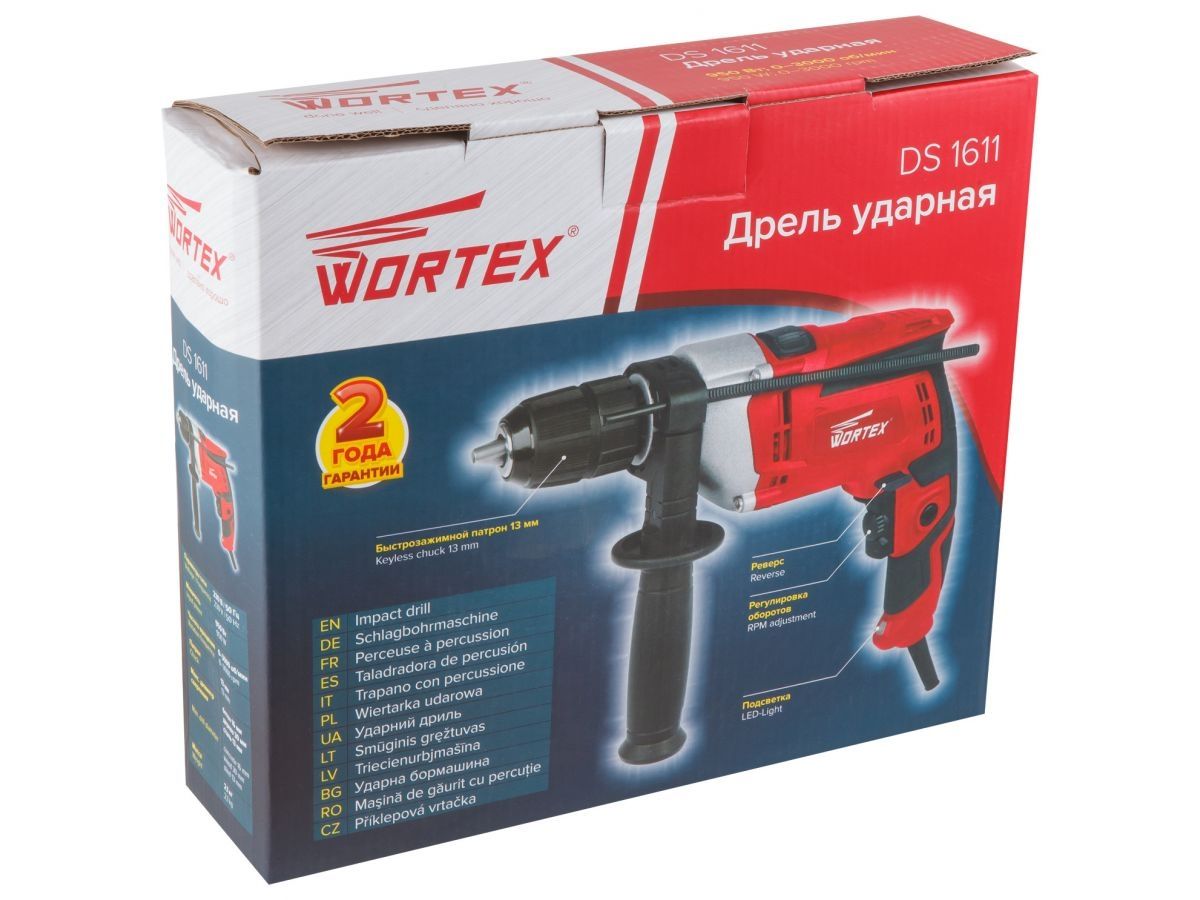 Дрель ударная WORTEX DS 1611 в кор. 950 Вт, 1 скор, 30 мм в дер. - Садовая техника и инструменты