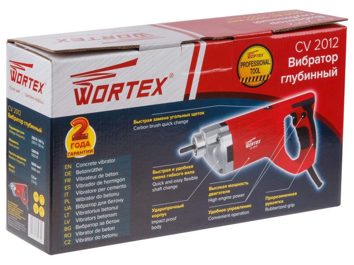 Вибратор глубинный WORTEX CV 2012 в кор. 1200 Вт, 5000 об/мин, М42х1.5 - Садовая техника и ...