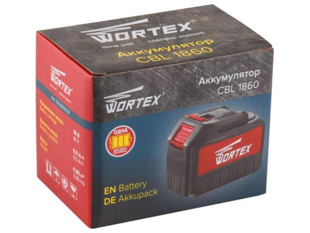 Аккумулятор WORTEX CBL 1860 18.0 В, 6.0 А/ч, Li-Ion ALL1 - Садовая ...