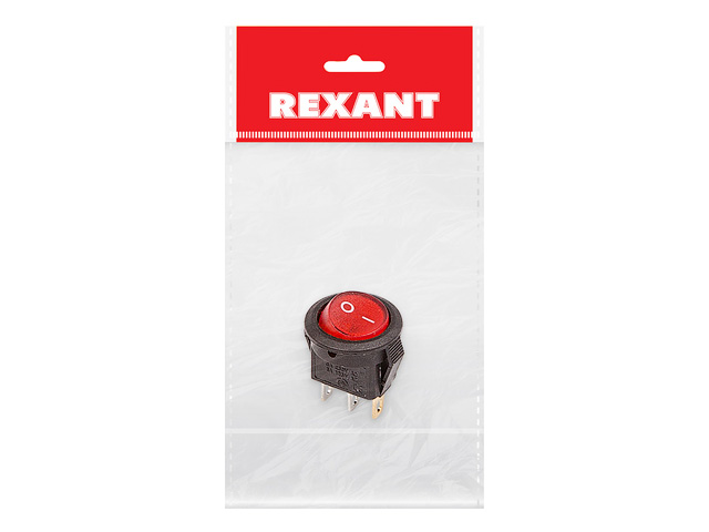 Выключатель клавишный круглый 250V 3А (3с) ON-OFF (RWB-106, SC-214) Micro кр. с подсветкой ...