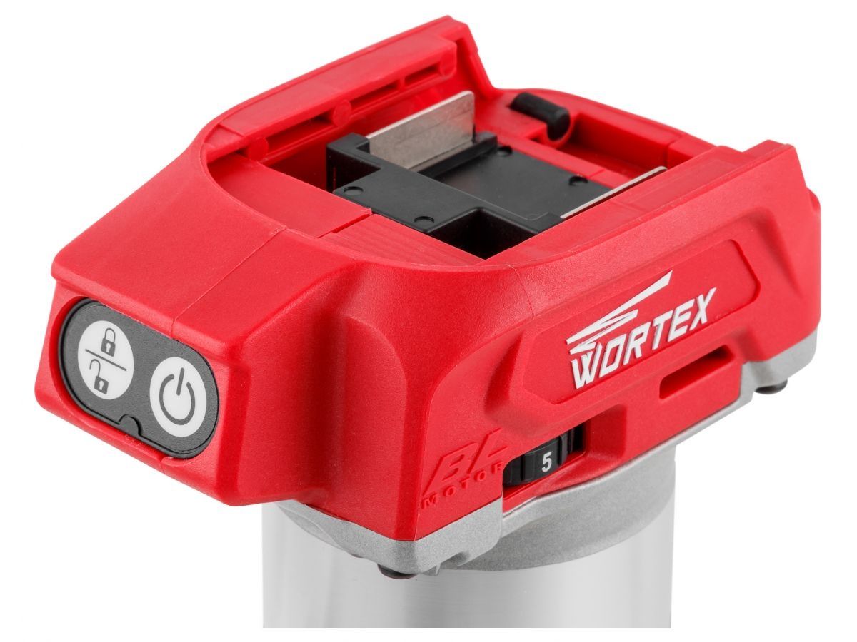 Аккум. фрезер кромочный WORTEX CMM 1835 в кор. ALL1 XLT SOLO БЕСЩЕТ., 18 В, цанга 6/8, рег. об ...