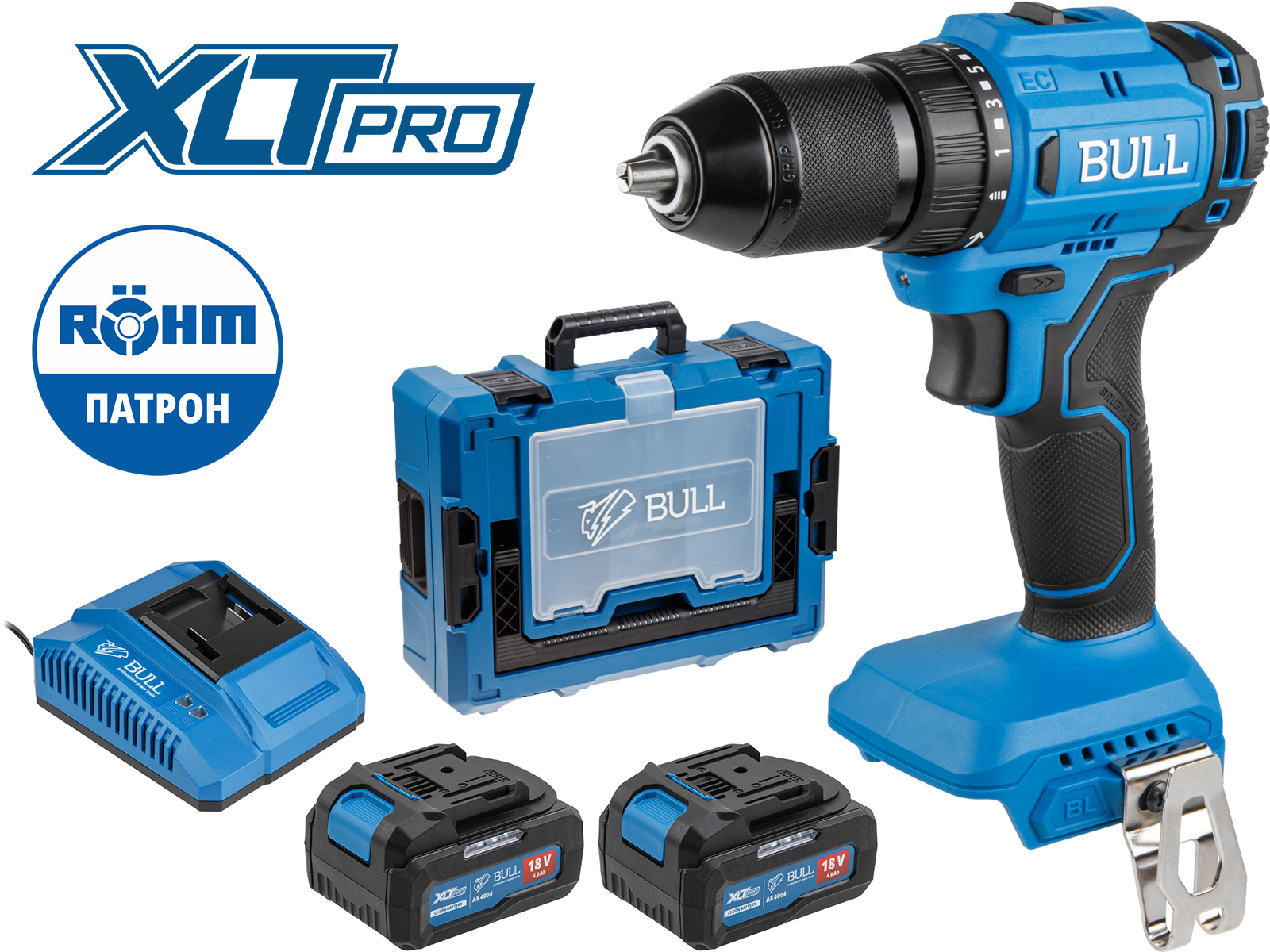 Аккум. дрель-шуруповерт BULL SR 1803 Xcase XLTpro БЕСЩЕТ., 2x4 А*ч, 18 ...
