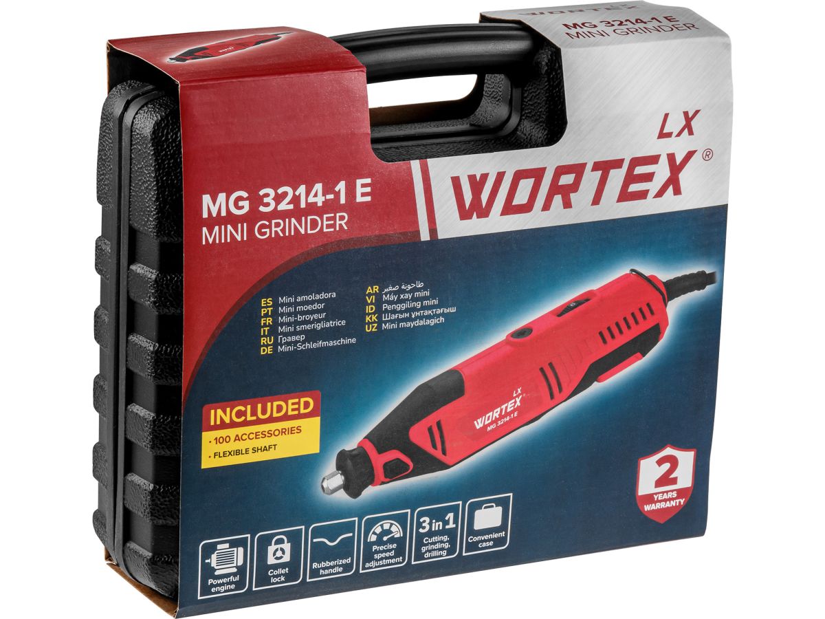 Гравер электрический WORTEX LX MG 3214-1 E в чем.+аксессуары 130 Вт,10000-35000 об/мин,цанги 3,0 ...