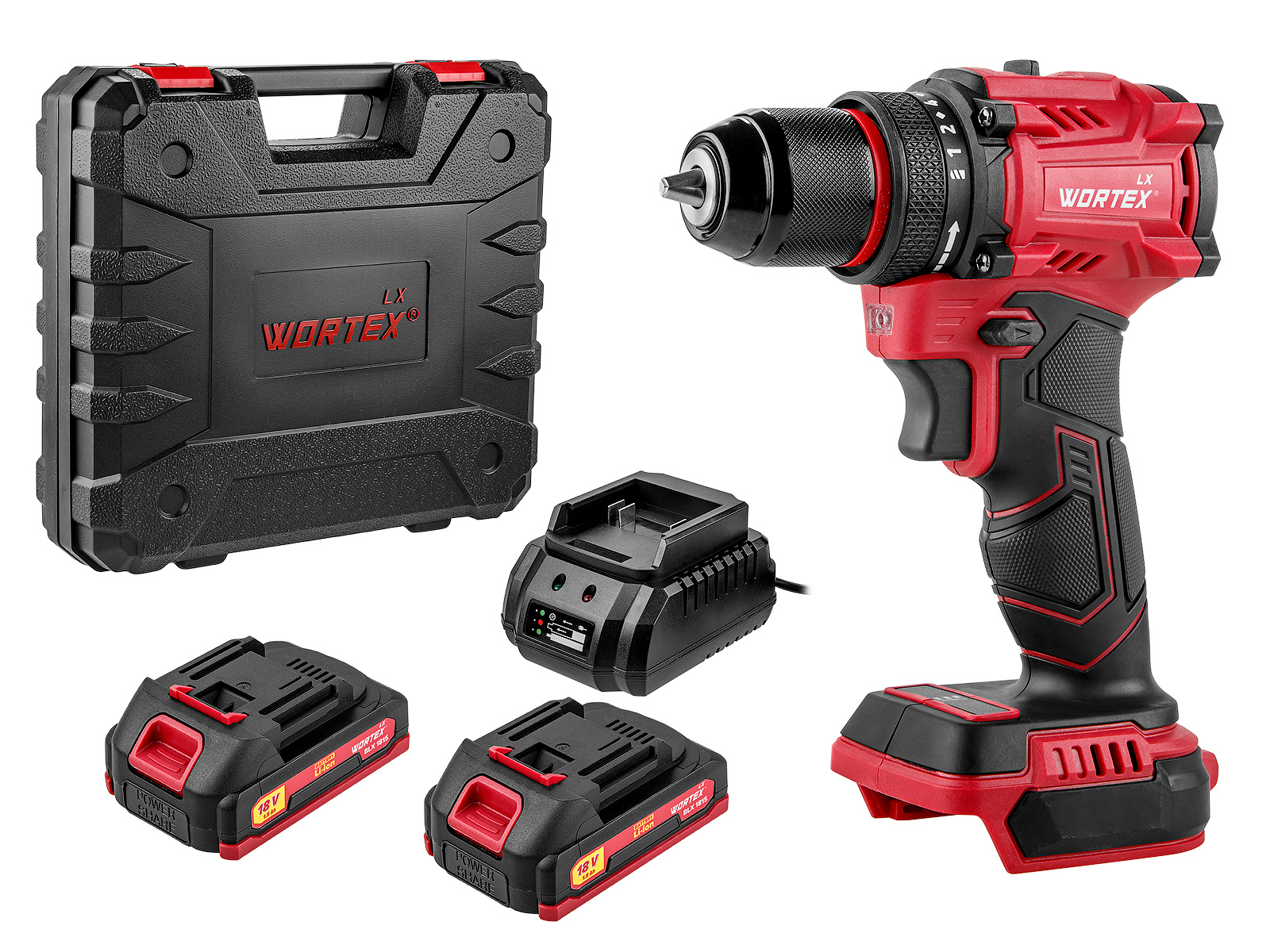 Аккумуляторная дрель-шуруповерт WORTEX LX BD 1815-1 Li 18В, 45 Нм, 2*1.5 Ач, патрон 10 мм ...
